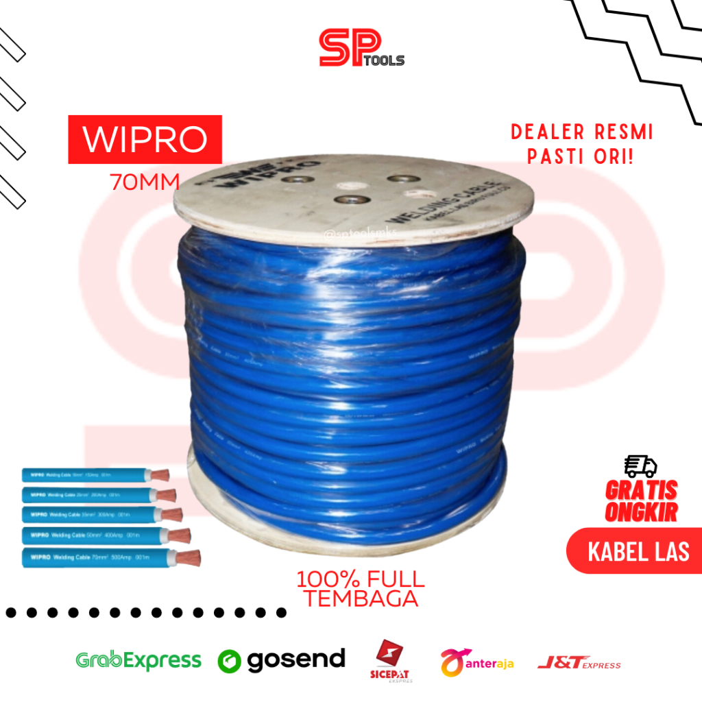 Jual KABEL LAS 70MM 70 MM BIRU FULL TEMBAGA WIPRO 1ROLL 100 METER ...
