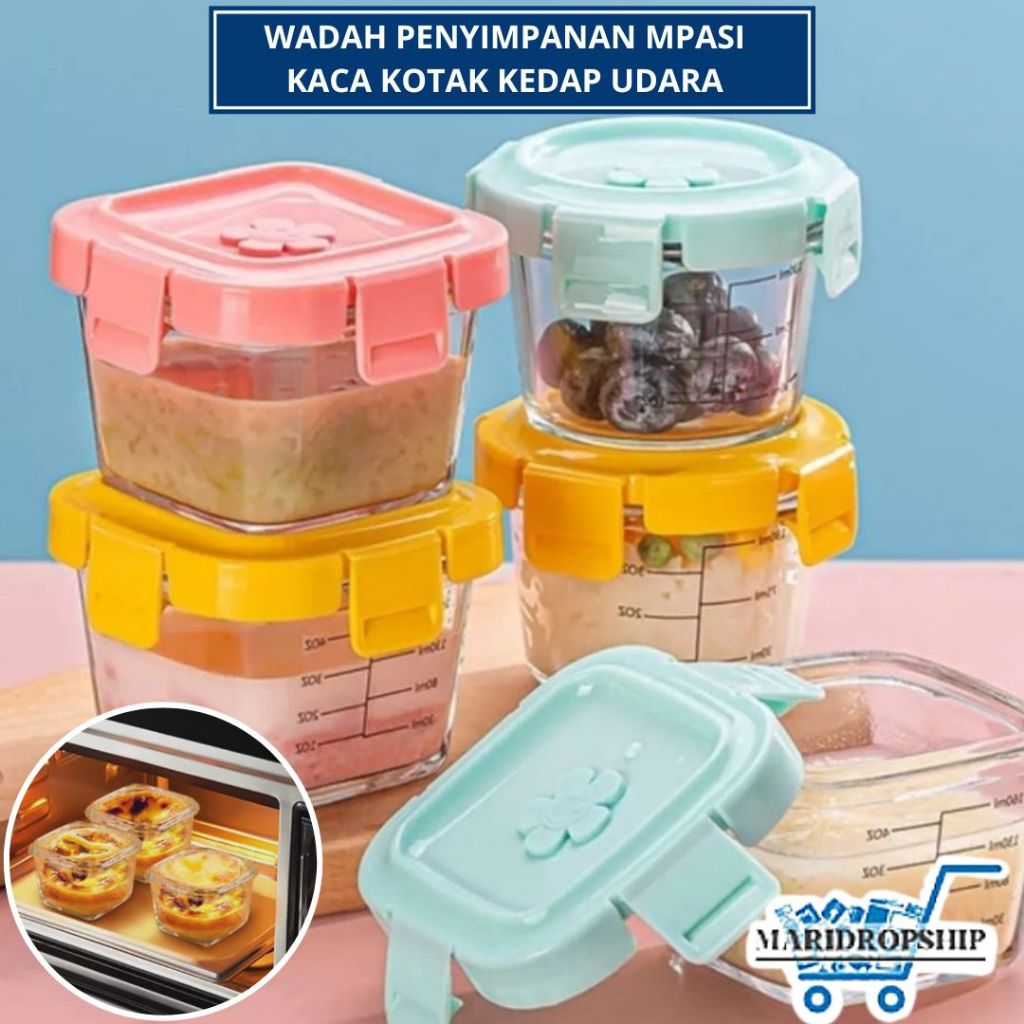 Jual Tempat Wadah Penyimpanan Makanan Mpasi Kaca Kotak Makan Baby Bayi ...