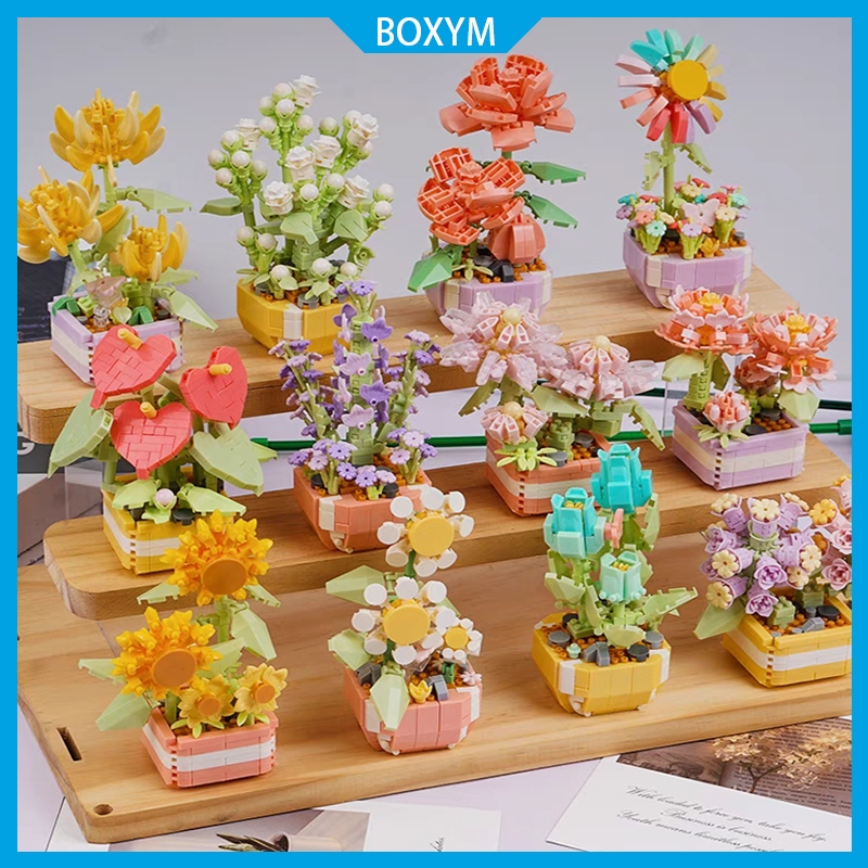 Jual DIY Mainan Bricks Pot Bunga Flower Block Mainan Edukatif Balok ...