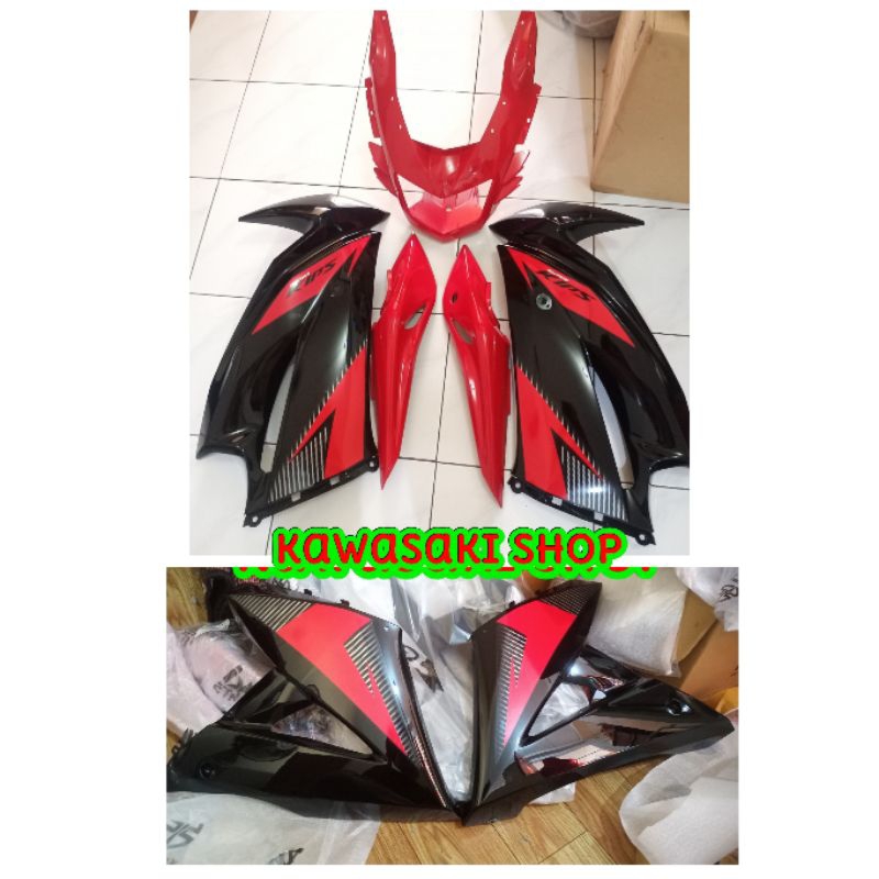 Jual fairing fering sayap bodi ninja rr new hitam list merah full set ...