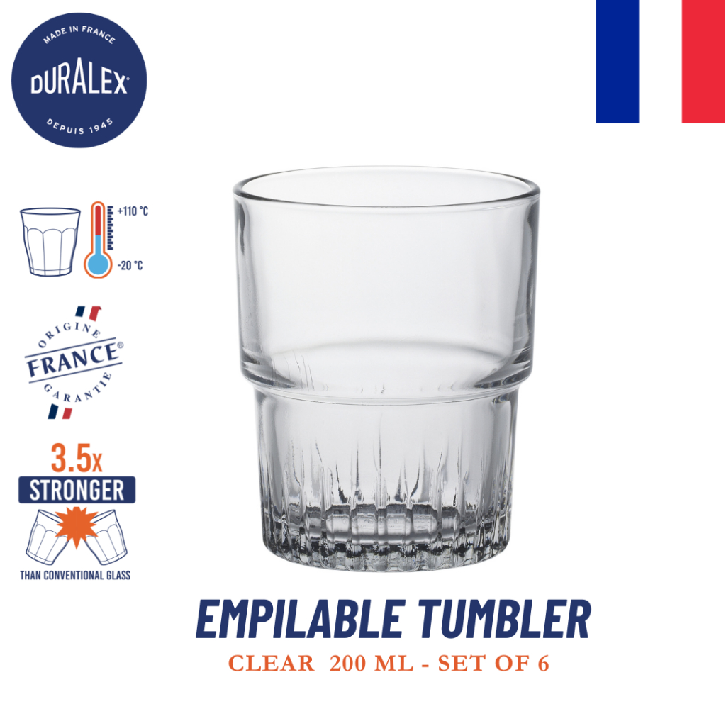 Jual Duralex Empilable Clear Tumbler 200 ml (Set Isi 6 pcs) Rock Glass Kopi Latte Jus Whisky ...