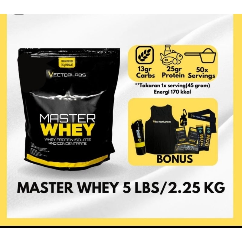 Jual VECTORLABS MASTER WHEY PROTEIN 5 LBS 2250 GR 50 SERVING | Shopee ...