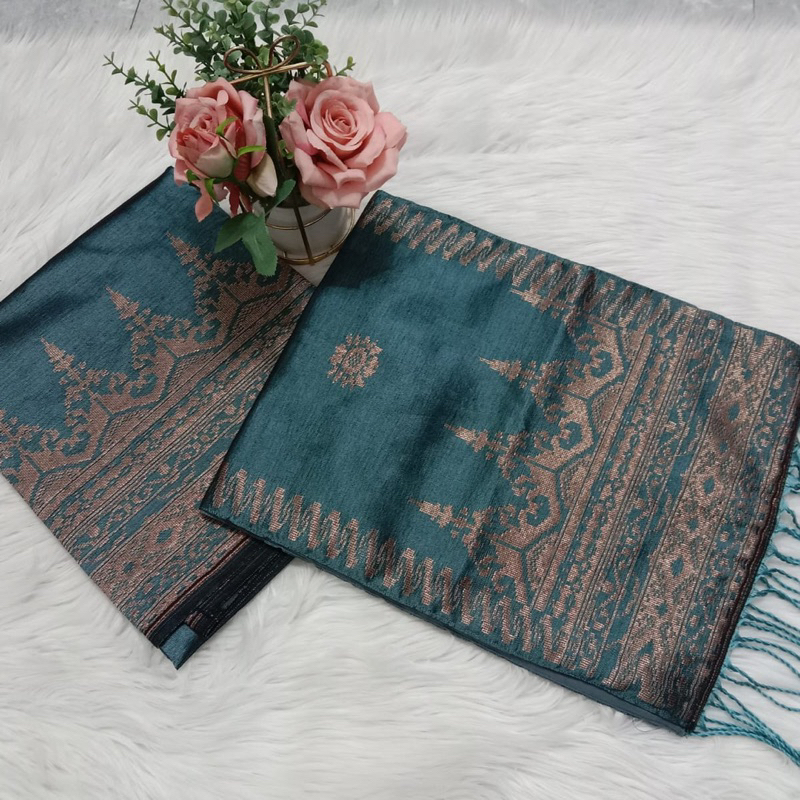 Jual Songket silungkang warna ijo Sage tembaga | Shopee Indonesia