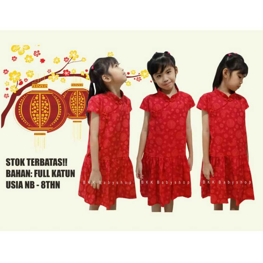 Jual Dress Cheongsam Anak Qipao Imlek Sangjit FULL KATUN USIA NEWBORN 1 ...