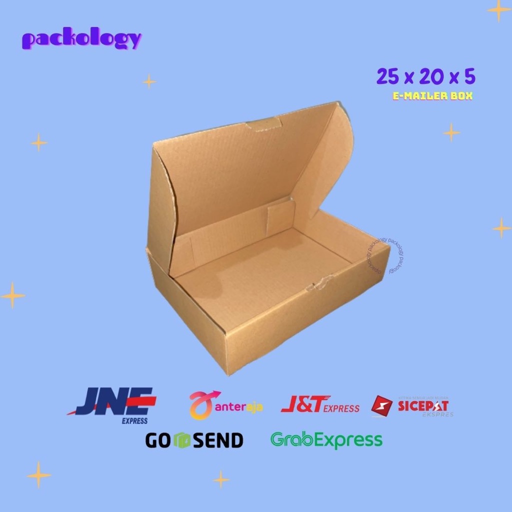Jual (100 PCS) KARDUS 25x20x5 cm / BOX KARTON CORUGATED DIECUT E-FLUTE ...