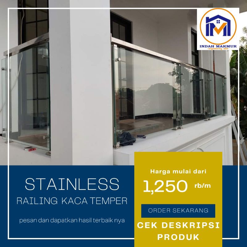 Jual Pagar balkon / railing kaca temper 8 mm | Shopee Indonesia