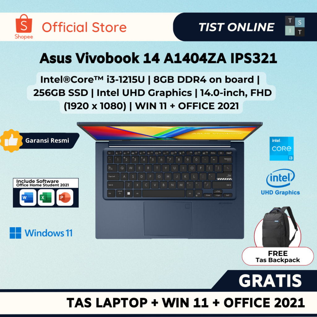 Jual Asus Vivobook 14 A1404ZA IPS321/322 Core i3 1215U 8GB 256GB 14 ...