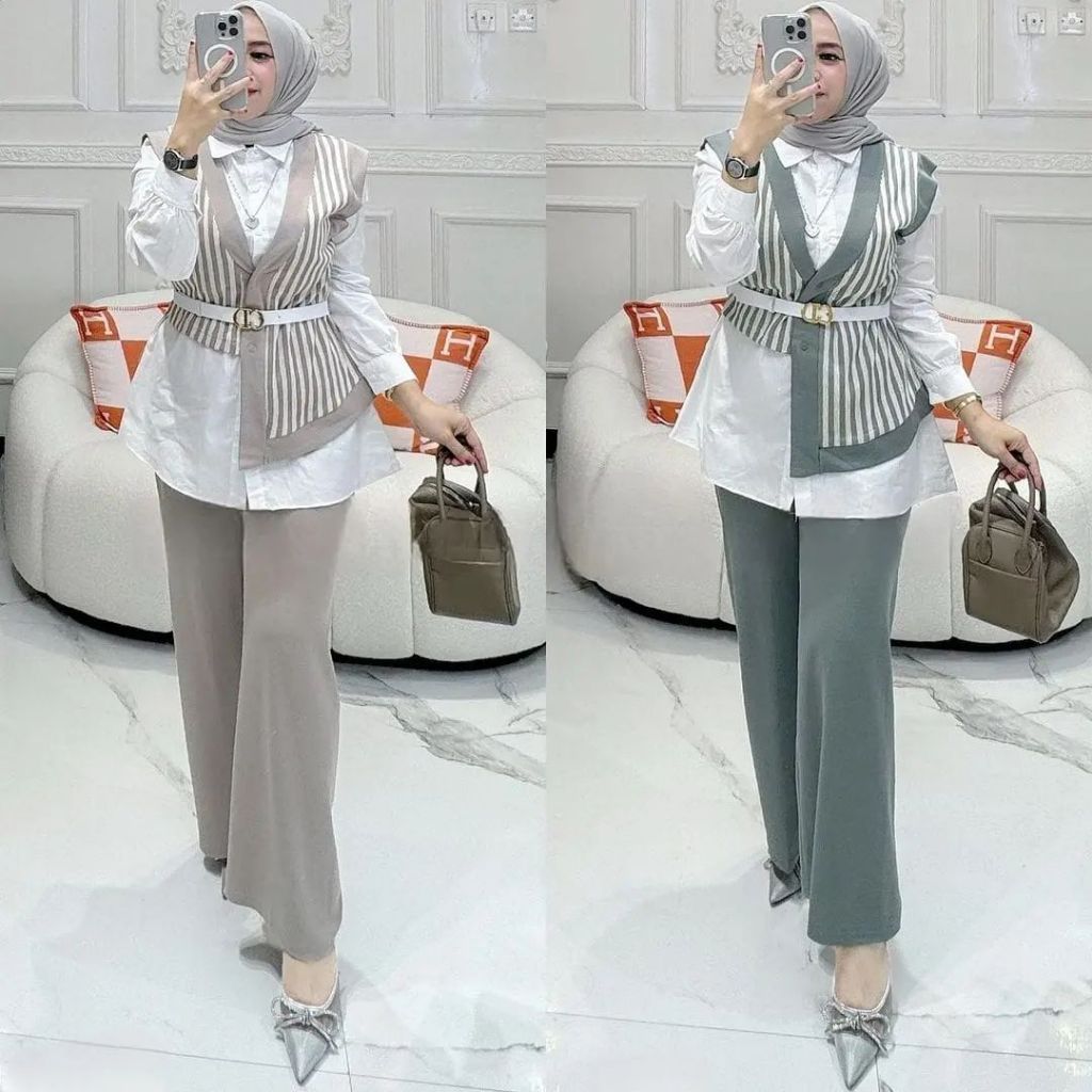 Jual Dena One Set 2in1 Bahan Kaduroy Knite Mix Toyobo Setelan Wanita Kekinian Blouse dan Celana ...