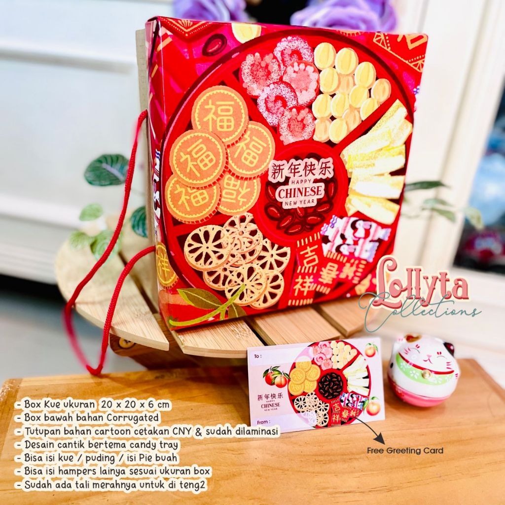 Jual Box Kue CNY IMLEK uk. 20 x 20cm Tema Candy Tray | Shopee Indonesia