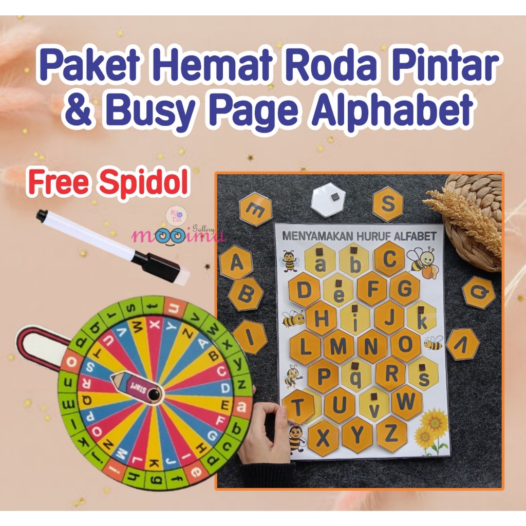 Jual Roda pintar membaca mainan edukasi mengenal huruf besar dan kecil ...