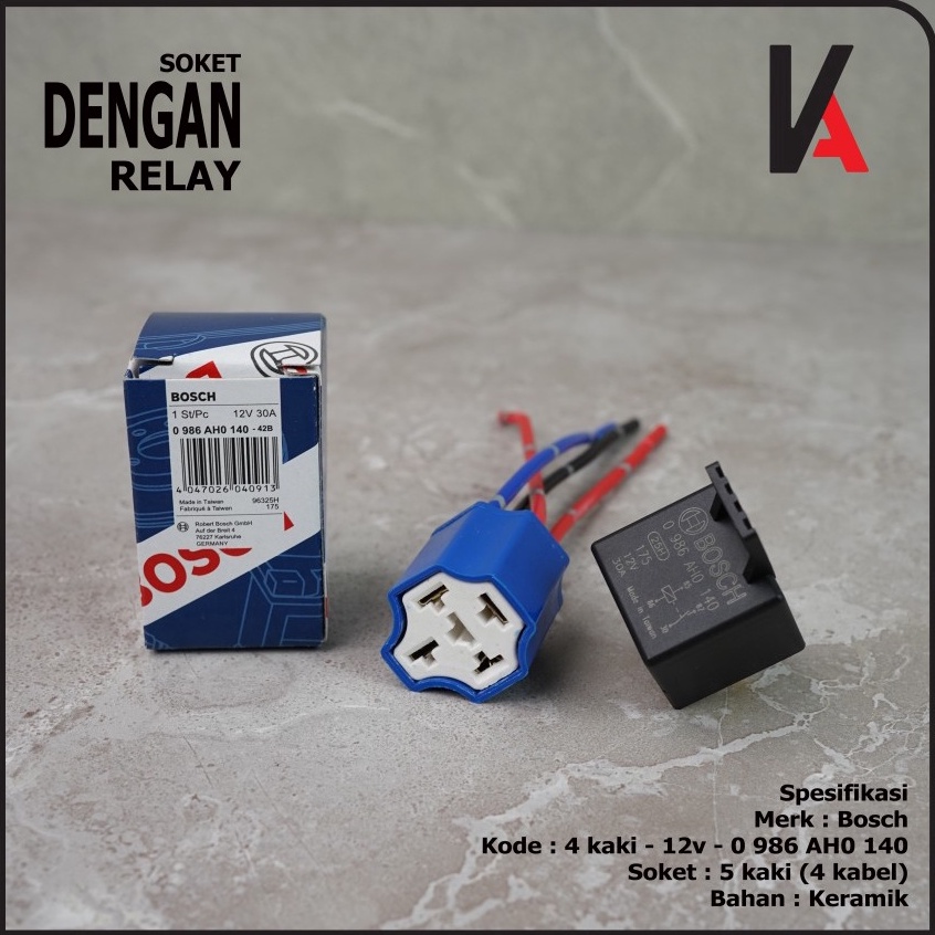 Jual cJ Socket Cable Relay Ceramic Soket Relay Keramik Relay BOSCH HELLA 4 Kaki 12v Untuk ...