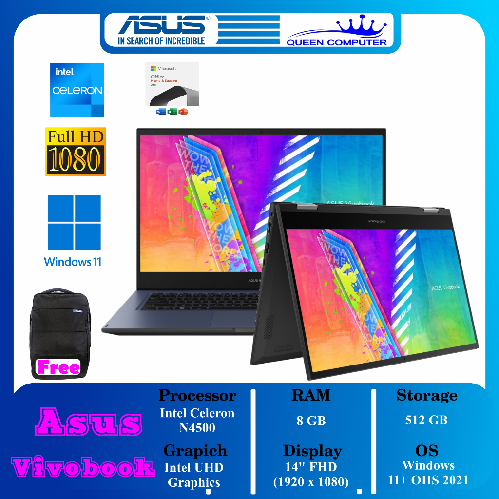 Jual ASUS Vivobook Flip TP1400KA VIPS451 Intel N4500 8GB 512GB W11 Blue ...