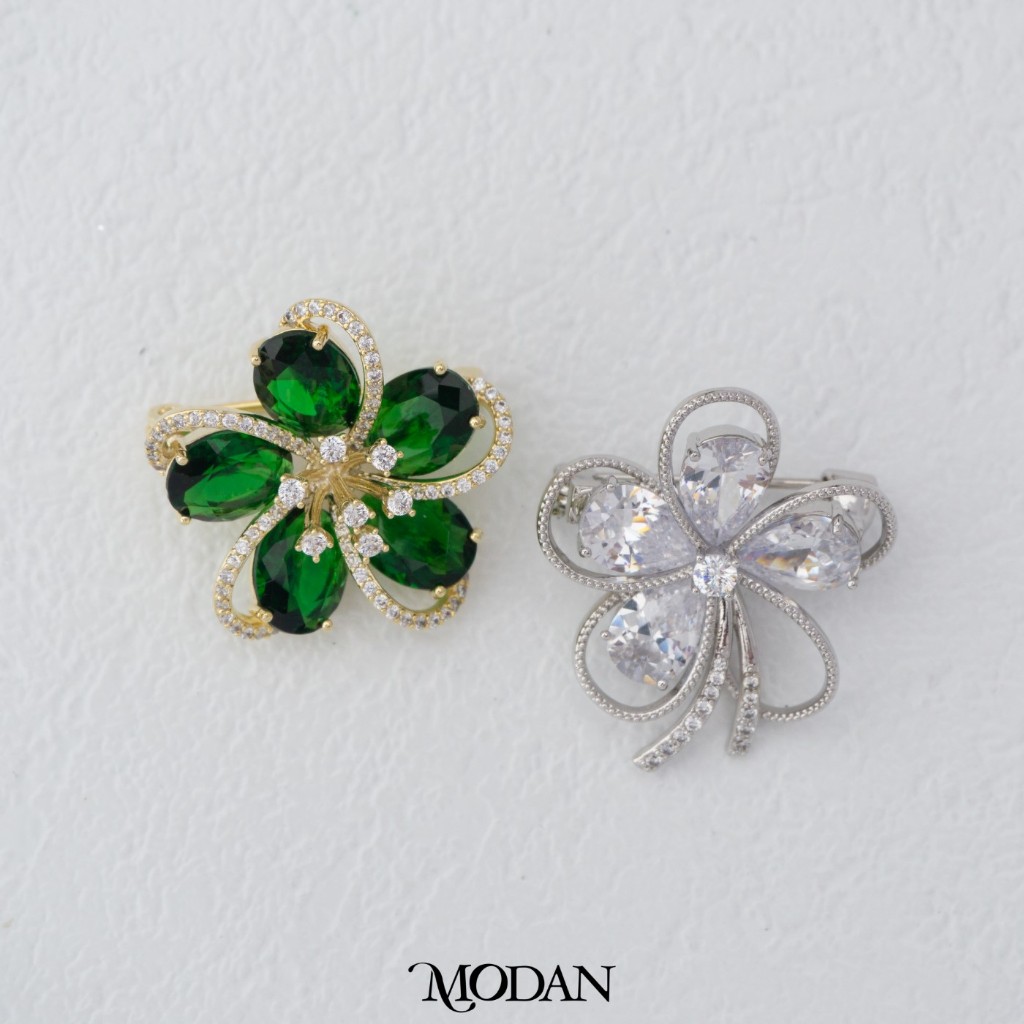 Jual Modan - Sparkling Mini Emerald Green and Clear Cubic Zirconia ...