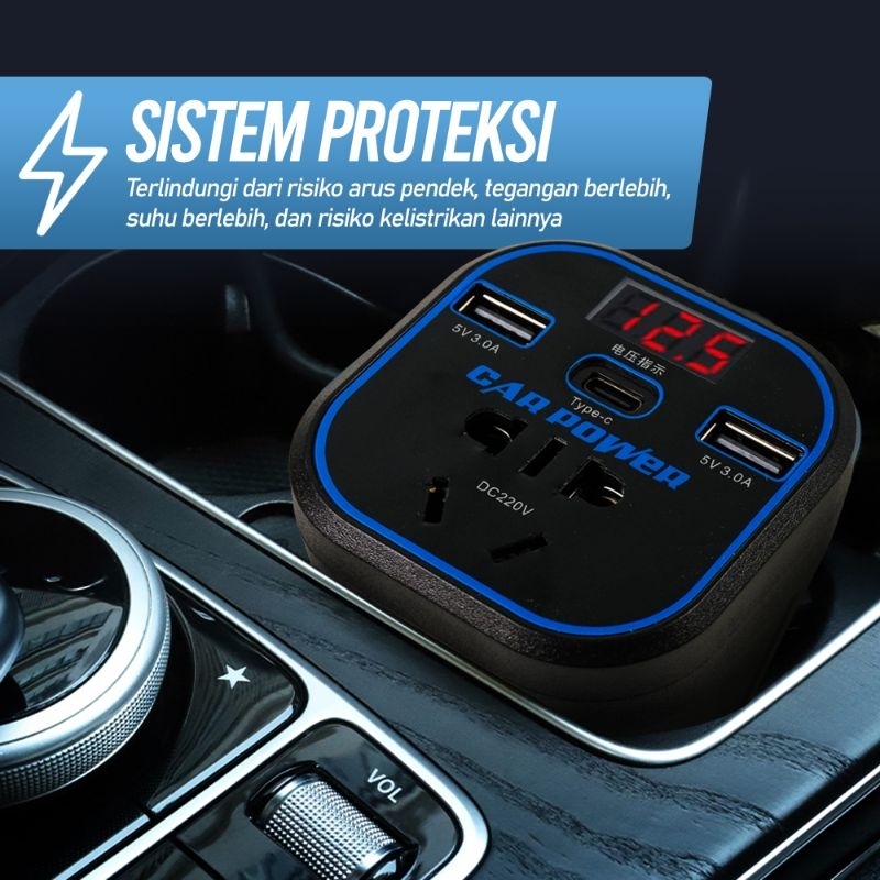 Jual Car Power Inverter Mobil Fast Charging QC 3.0 Multifungsi DC 12V ...