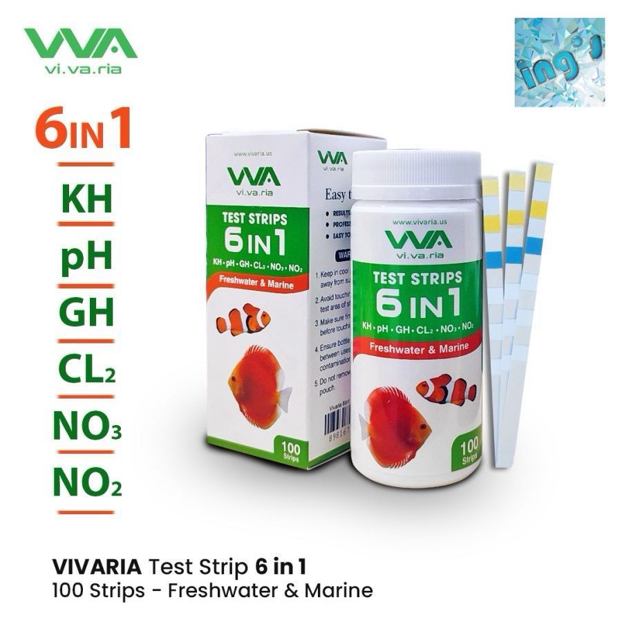 Jual Vivaria Water Test 6 in 1 100 strips Alat Uji Air Akuarium ...