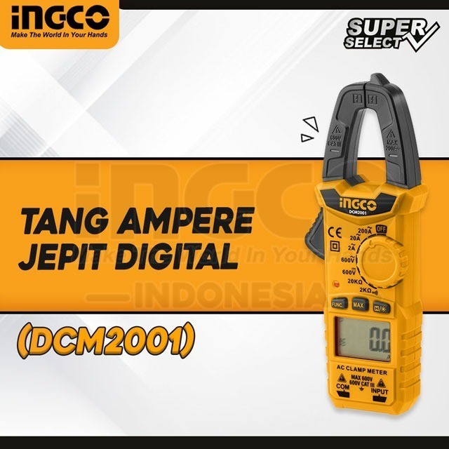 Jual Digital LCD Clamp Meter (AC/DC 600 V) INGCO DCM2001 - Tang Ampere ...