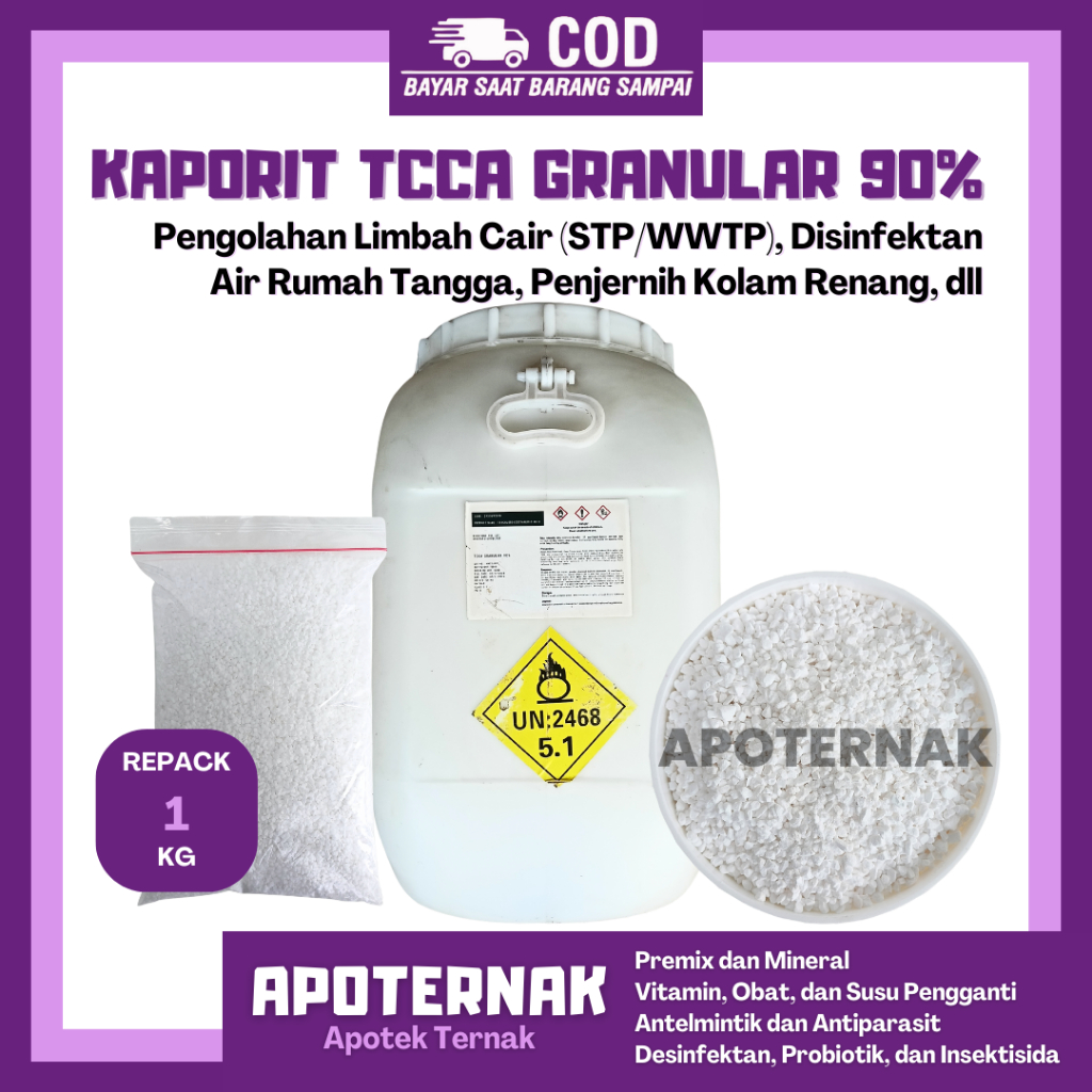Jual KAPORIT TCCA GRANULAR 90% 1 KG - Obat Kolam Renang Penjernih Air ...