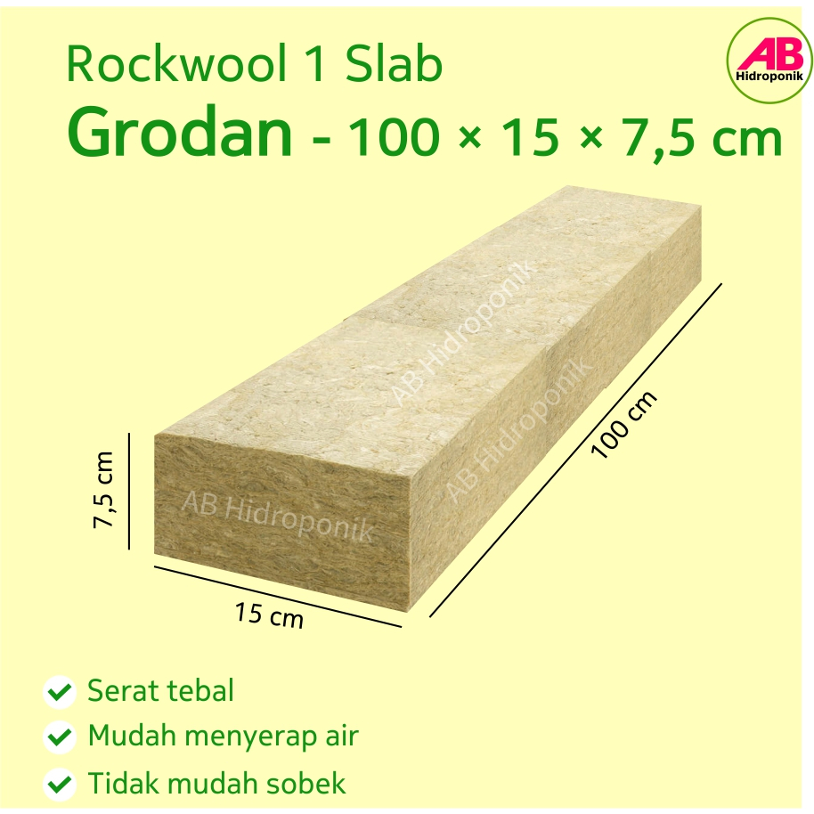 Jual Rockwool Grodan 1 Slab 100 x 15 x 7,5 cm Media Tanam Hidroponik ...
