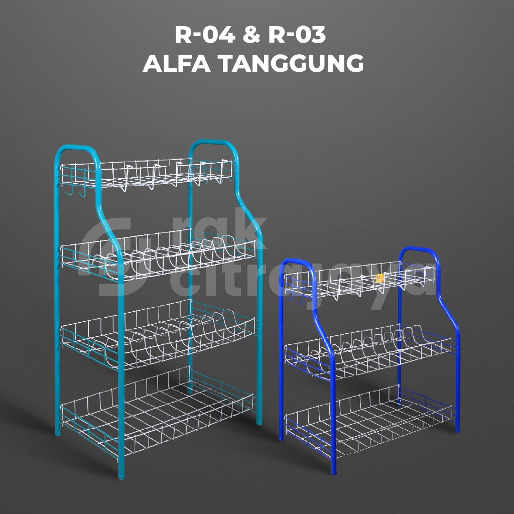 Jual R-04 & R-03 ALFA TANGGUNG BIRU / HIJAU, RAK PIRING RAK DAPUR SUSUN ...