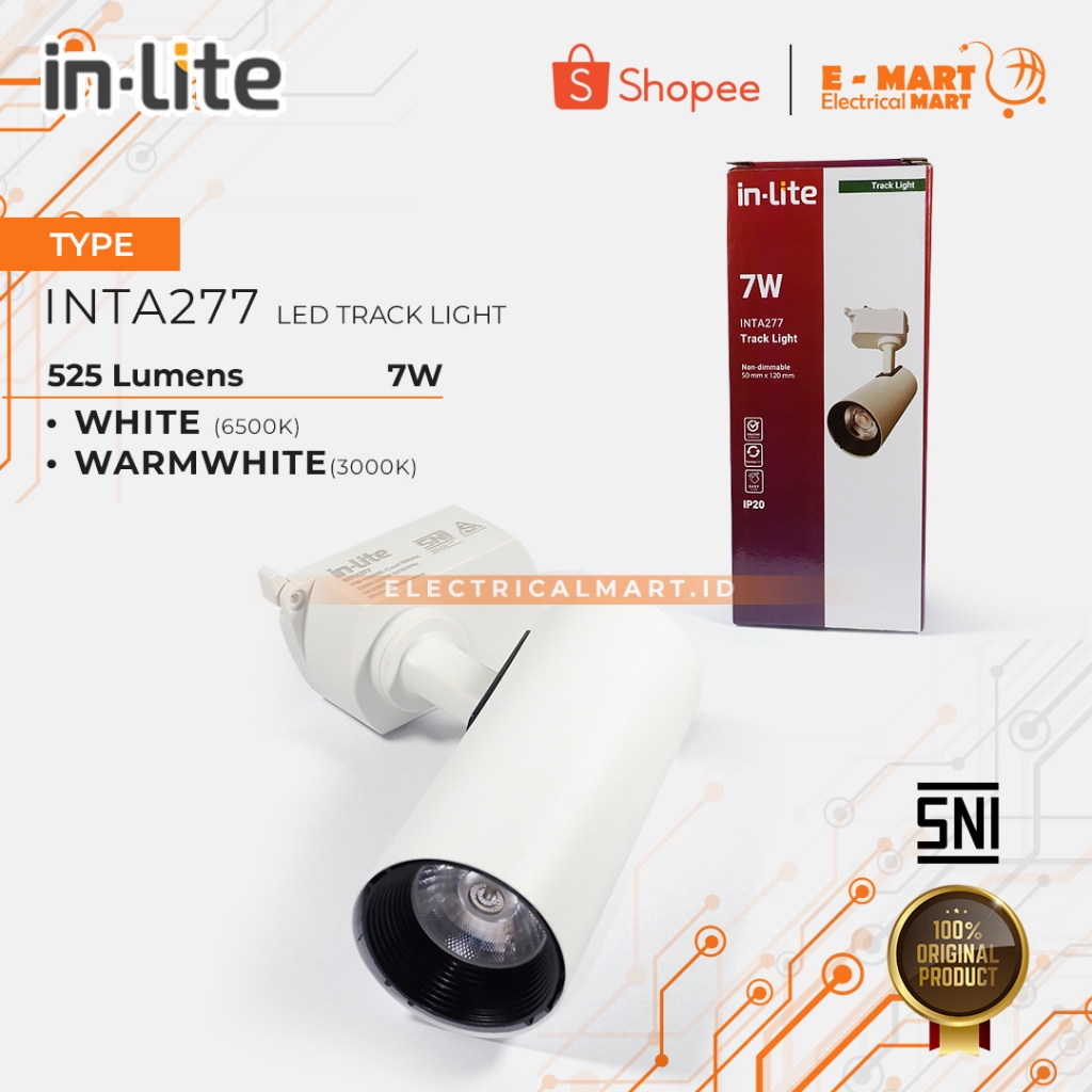 Jual INLITE Lampu LED Sorot Rell 7W 12W INTA277 Track Light Putih Kuning | Shopee Indonesia