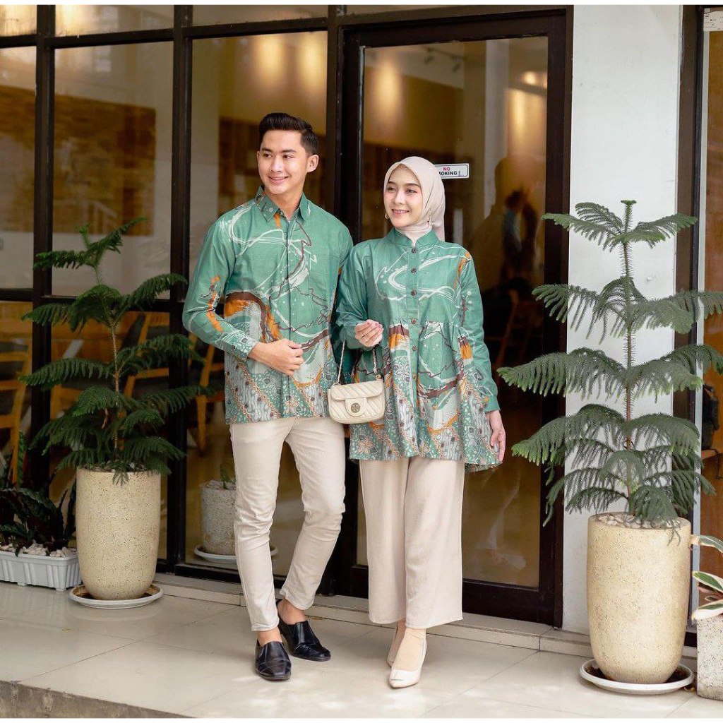 Jual Benang Raja Batik Couple Pria Wanita Katun Motif Bunga Abstrak ...