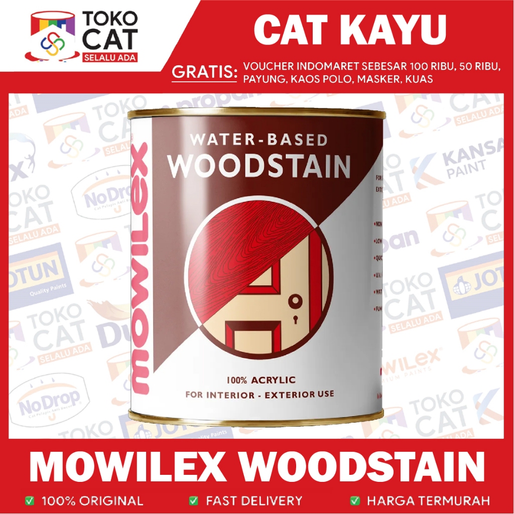 Jual CAT PELAPIS KAYU | MOWILEX WOODSTAIN WATER BASED SEMUA WARNA 1 L ...