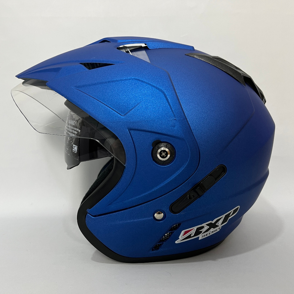 Jual Helm BXP JP7 Biru Doff - Double Visor Helem SNI Dewasa Polos Solid ...