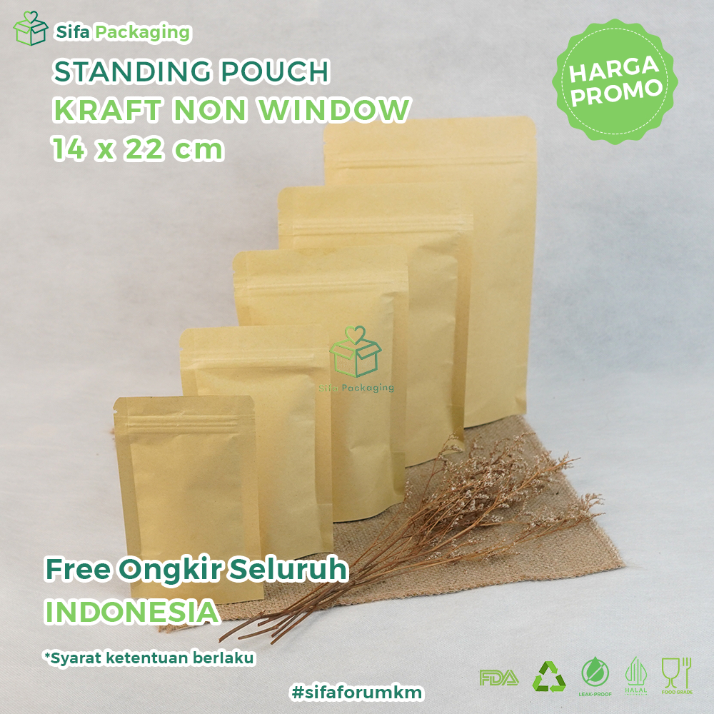 Jual Standing Pouch 14x22 Kraft Paper Full Ziplock Plastik Klip Kemasan ...