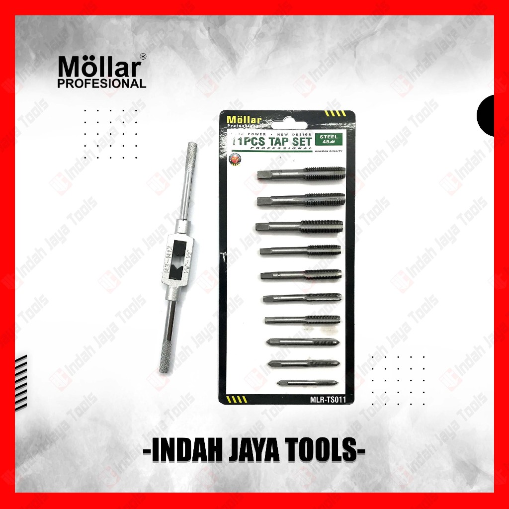Jual MOLLAR TS011 Hand Tap Set 11 Pcs - Alat Tap Pembuat Drat Ulir ...