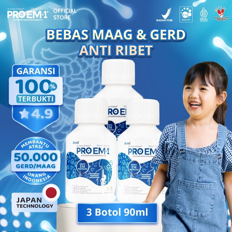 Jual PRO EM 1 (3 Botol 90mL) SUPLEMEN MAGH ATASI SAKIT MAGH, LAMBUNG ...