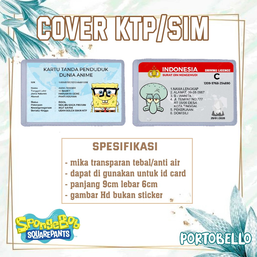 Jual Cover Pelindung Kartu Identitas KTP SIM Karakter Spongebob ...