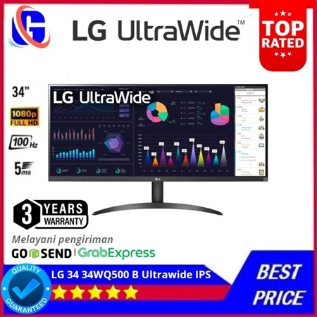 Jual Monitor LED LG 34 34WQ500 B Ultrawide IPS 100Hz HDR400 FreeSync ...