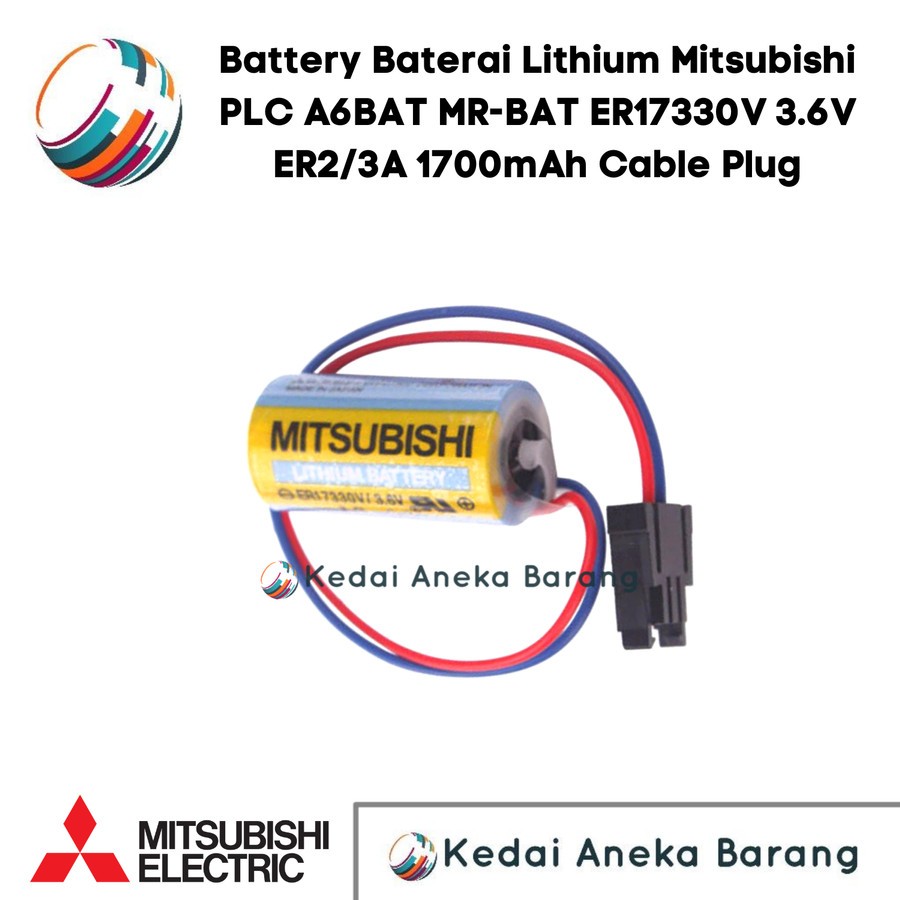 Jual Battery Baterai Lithium Mitsubishi PLC A6BAT MR-BAT ER17330V 3.6V ...