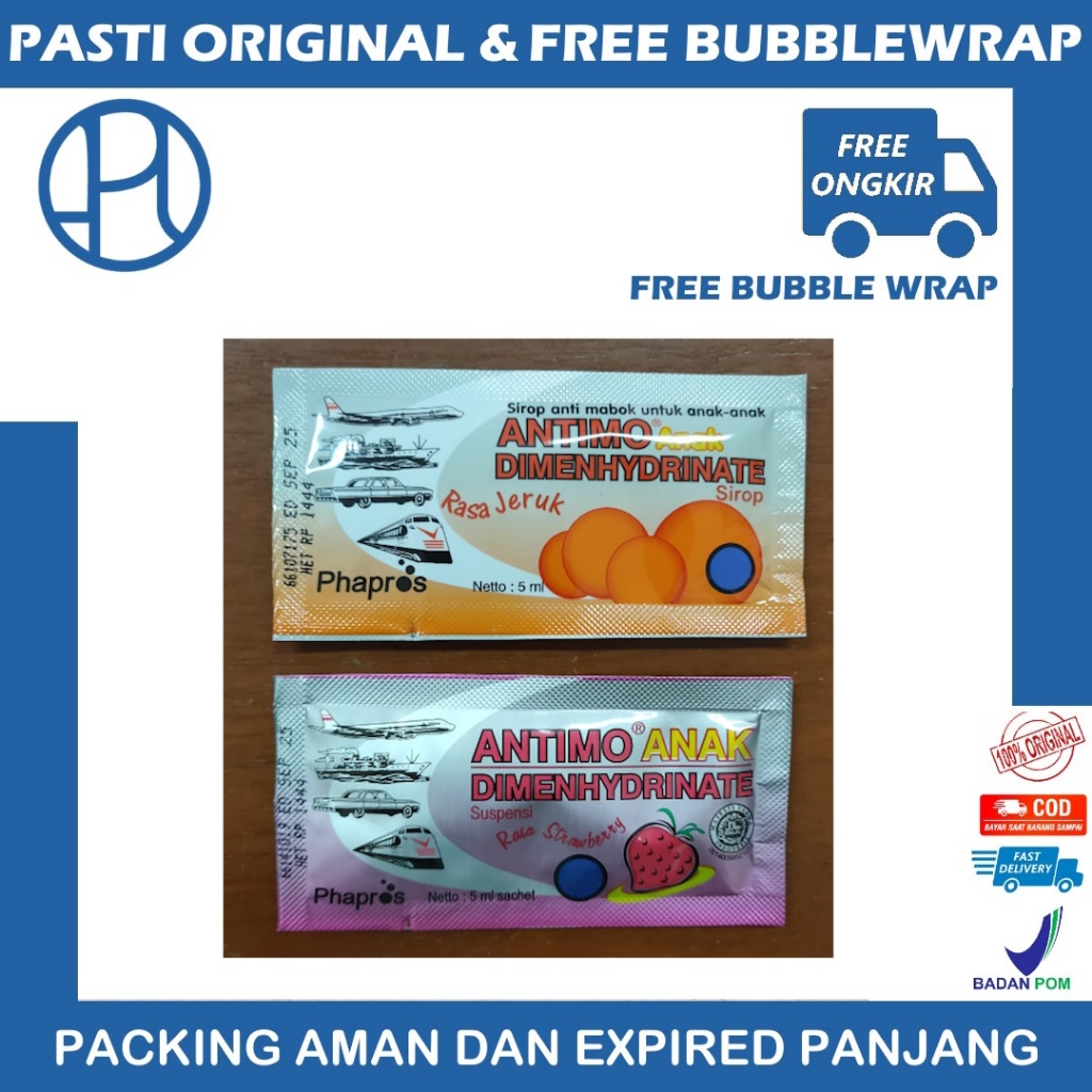 Jual PER SASET ANTIMO ANAK CAIR PER SACHET 5ML RASA STRAWBERRY JERUK ...