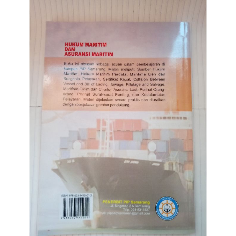 Jual HUKUM MARITIM DAN ASURANSI MARITIM oleh. Dr. Capt. Wisnu Handoko ...