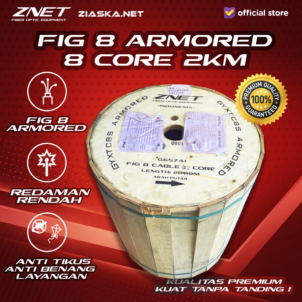 Jual KABEL FIBER OPTIC 8 CORE KU MINI FIG 8 ARMOUR ARMORED 2000 M 2KM ...