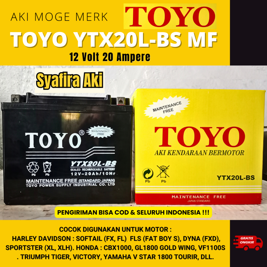 Jual AKI MOGE TOYO YTX20L-BS MF HARLEY DAVIDSON SOFTAIL (FLST SERIES) | Shopee Indonesia