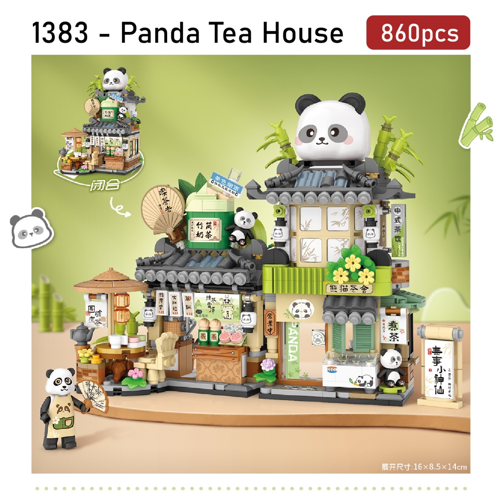 Jual Block City - LOZ Street View Bear Cafe Panda Tea House Puzzle ...