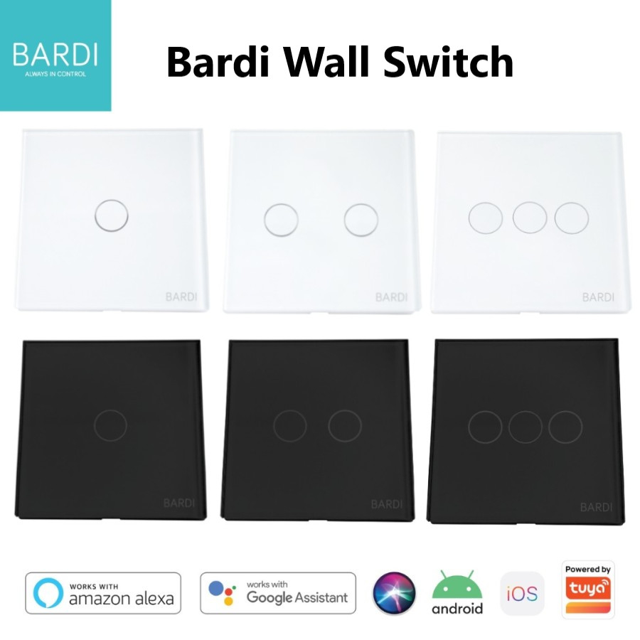 Jual BARDI Smart Wall Switch 1 2 3 GANG Hitam Putih Touch Wifi EU ...