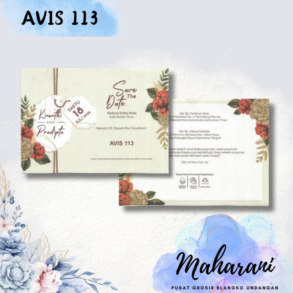 Jual Blangko undangan atau kertas undangan pernikahan merek Avis 113 ...