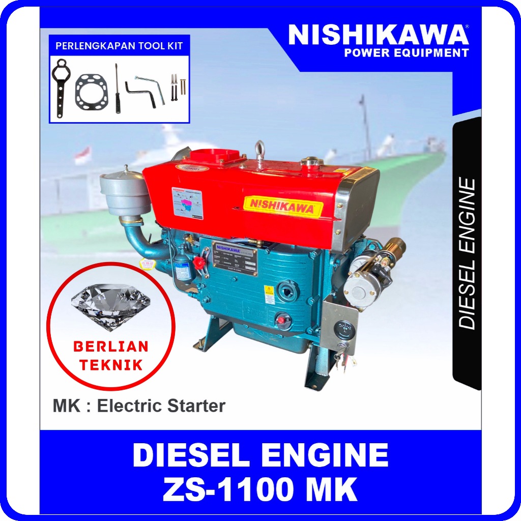 Jual Mesin Penggerak Solar Engine Diesel Nishikawa ZS 1100 / 18 HP Starter | Shopee Indonesia