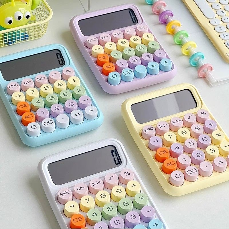 Jual kalkulator korea dopamin warna pastel lucu 12 digit tombol mekanik ...