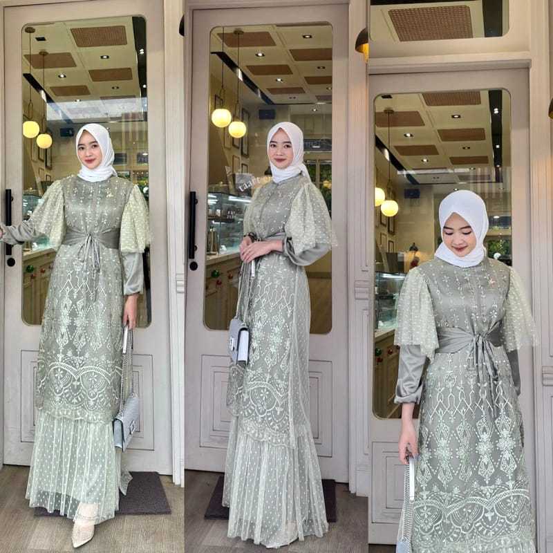 Jual Aliyah Setelan Outer Brukat Mix Inner Silk Busui Friendly One set ...