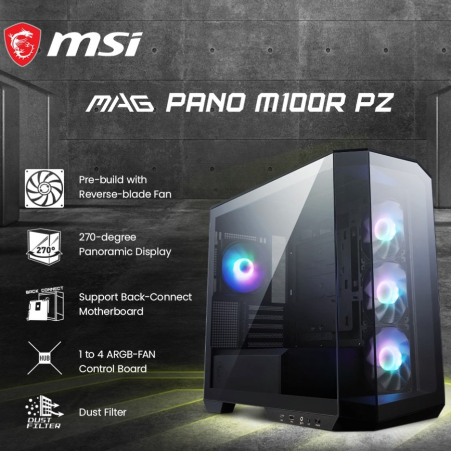 Jual MSI MAG PANO M100R PZ BLACK MICRO ATX PC CASE CASING GAMING ...