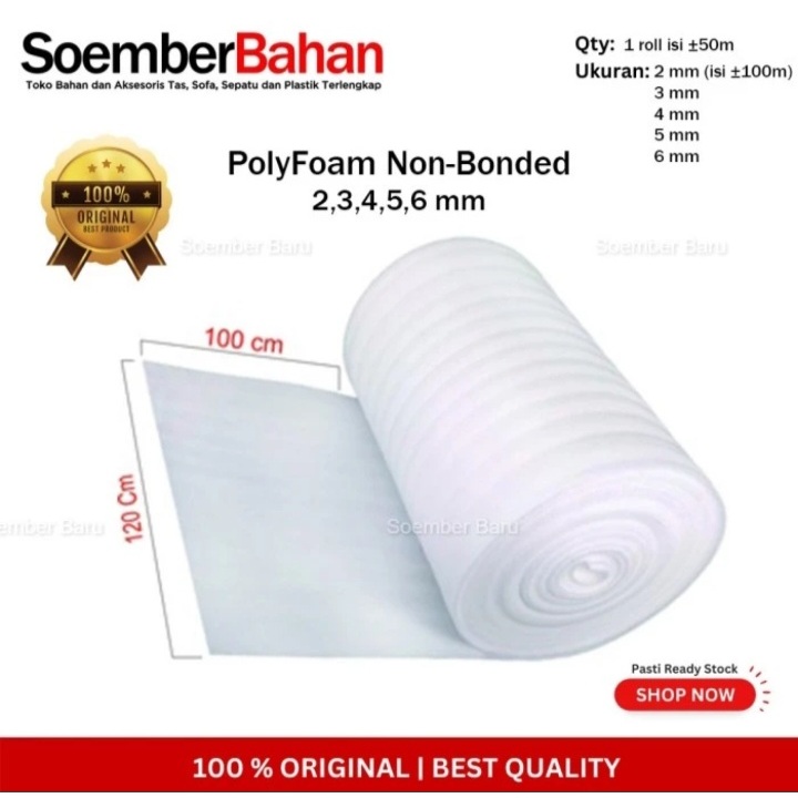 Jual Busa Poly foam PE Sheet 1mm 2mm 3mm 4mm 5mm 6mm (Lebar 120cm) | Shopee Indonesia
