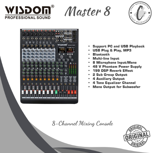 Jual Wisdom Master 8 Mixer 8-Channel with Bluetooth and Effect Original ...