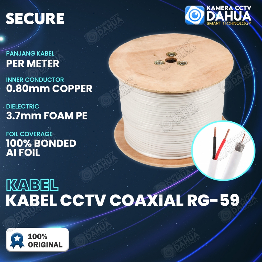 Jual KABEL CCTV COAXIAL RG59 PLUS POWER PUTIH 300M 300 M 300 METER ...