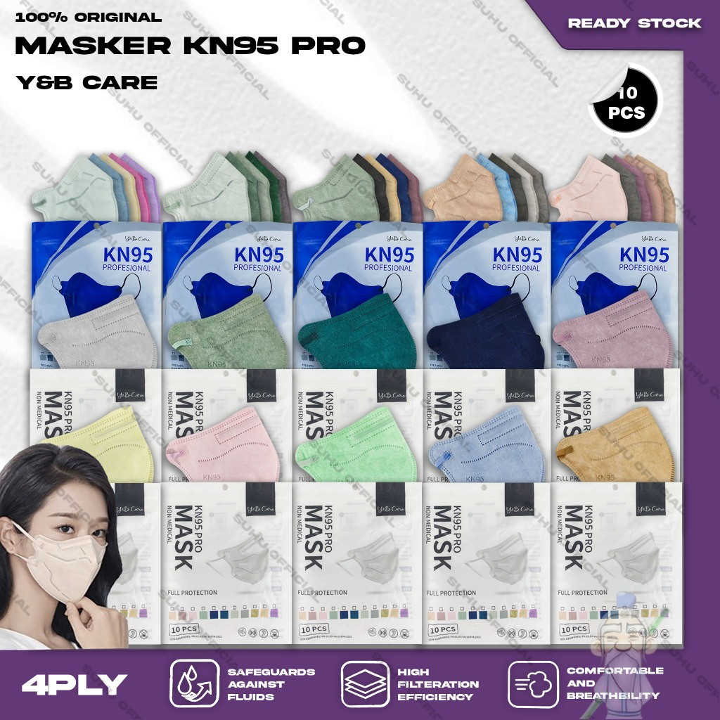 Jual Masker KN95 PRO Y&B CARE 4Ply isi 10Pcs Putih Hitam Warna Warni 95PRO KN 95 PRO 4 Ply ...