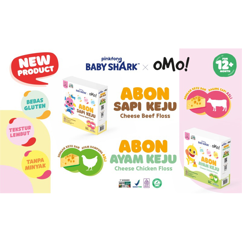 Jual OMO! X Pinkfong Baby Shark Abon Ayam Keju & Sapi Keju 50gr | Omo ...