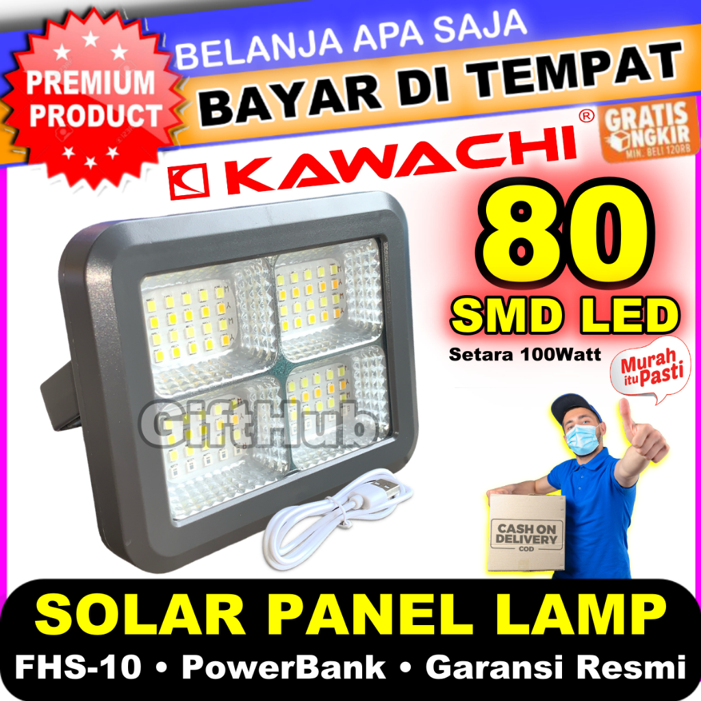 Jual Solar Panel Lamp Kawachi FHS-10 80 SMD LED Lampu Sorot LED ...